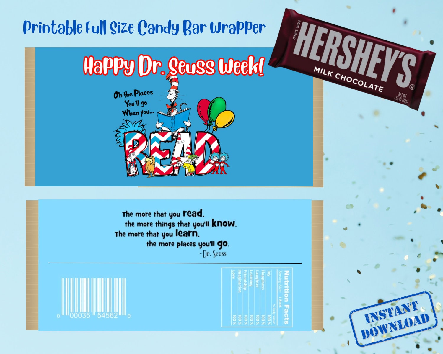 Dr Seuss Week Candy Wrapper/ Read Across America Week/ Dr Seuss Day ...