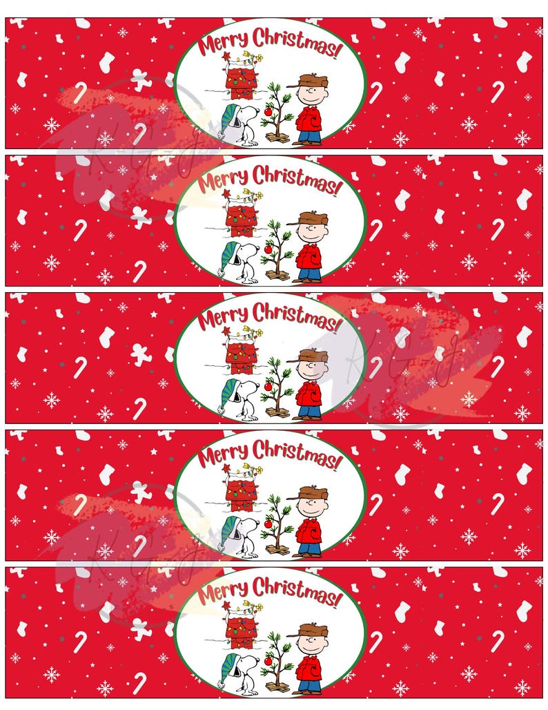 Printable Peanuts Christmas Water Bottle Label/ Charlie Brown Christmas ...
