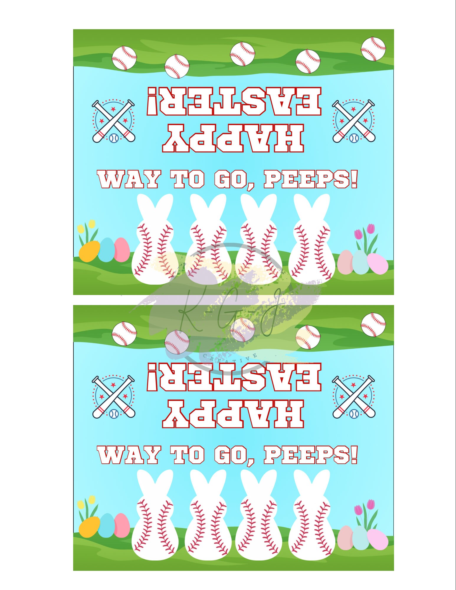 Printable Baseball Treat Bag Topper Easter Peeps/ Peeps/ Baseball ...