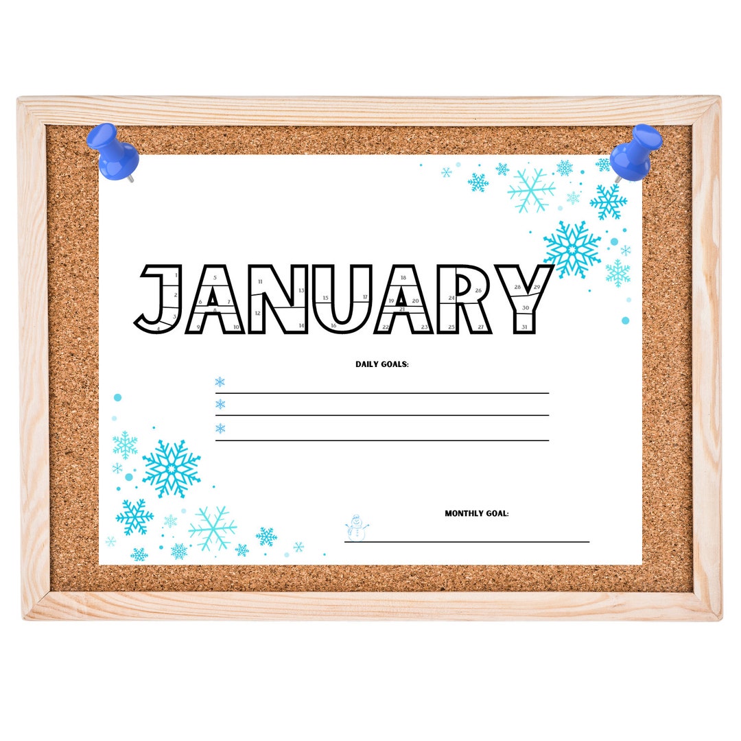 January Goal Tracker/printable/ Habit Tracker/ Coloring Calendar ...