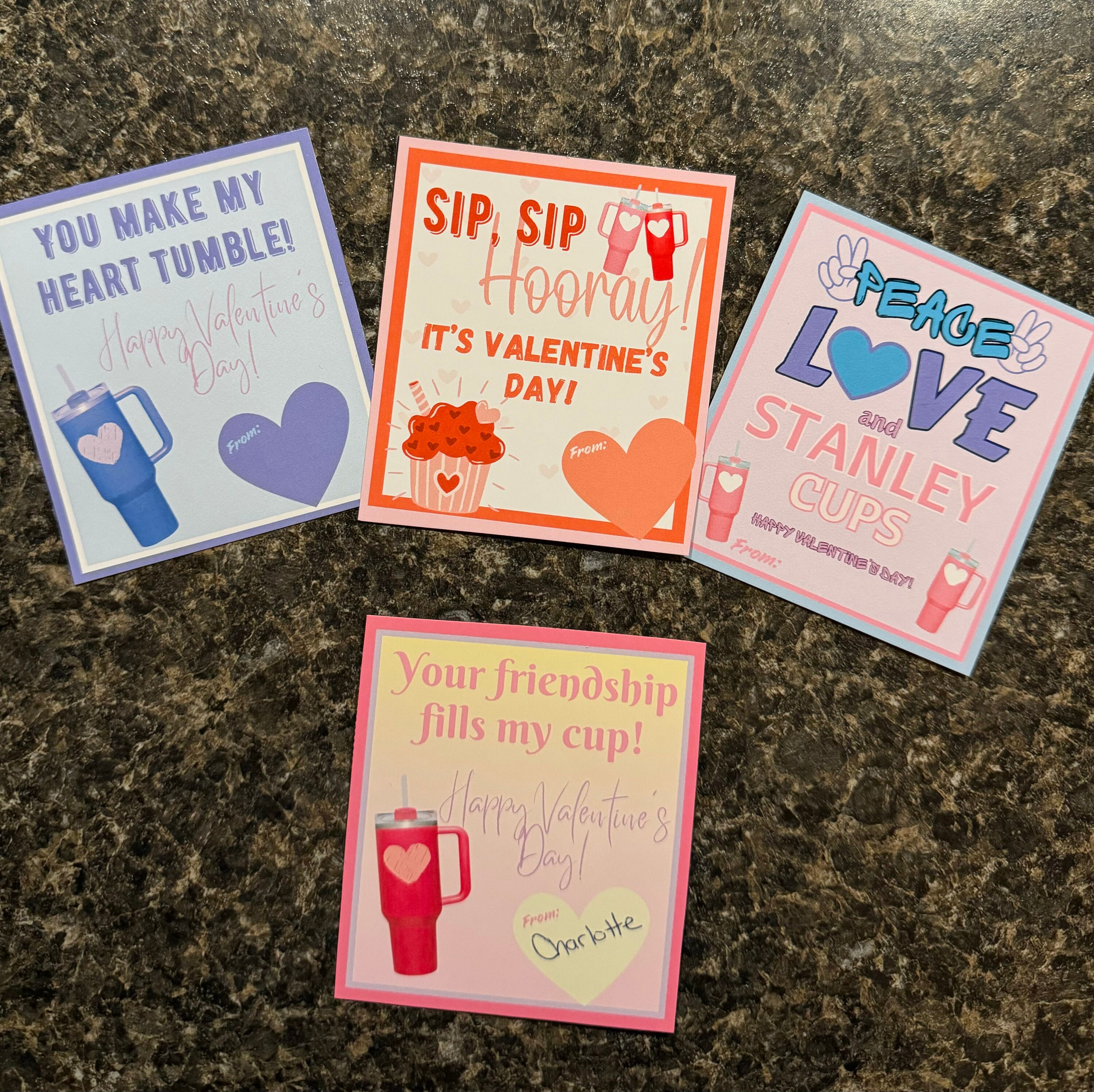 Tumbler Cup Valentines Day Cards/ Digital Download/ Printable ...