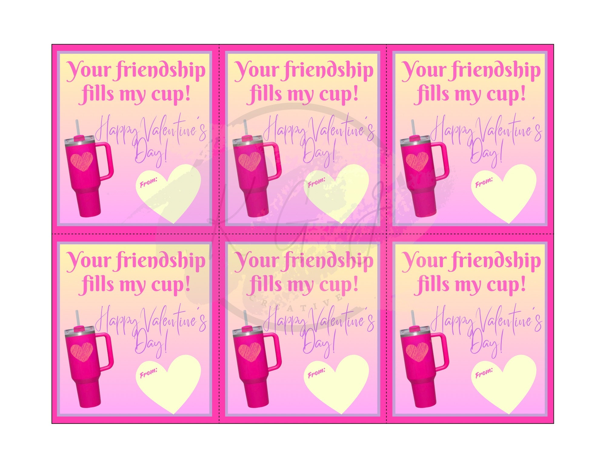 Tumbler Cup Valentines Day Cards/ Digital Download/ Printable ...