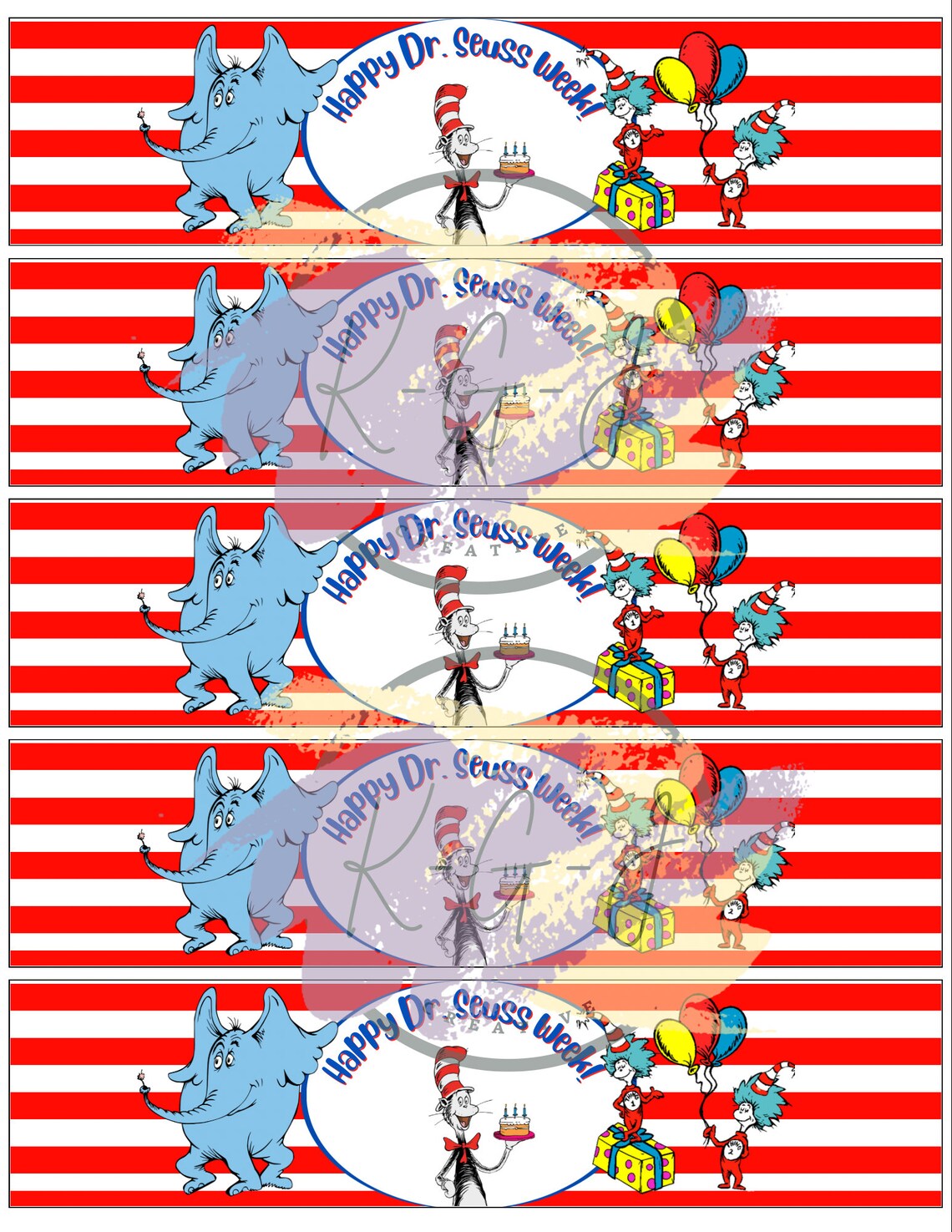 Printable Dr Seuss Week Water Bottle Label/ Read Across America Week ...