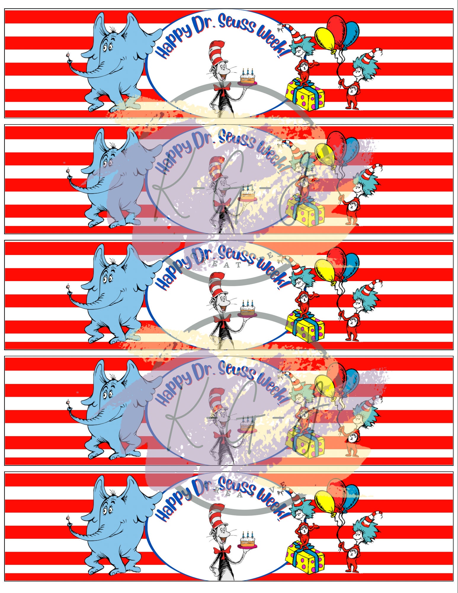 Printable Dr Seuss Week Water Bottle Label/ Read Across America Week ...