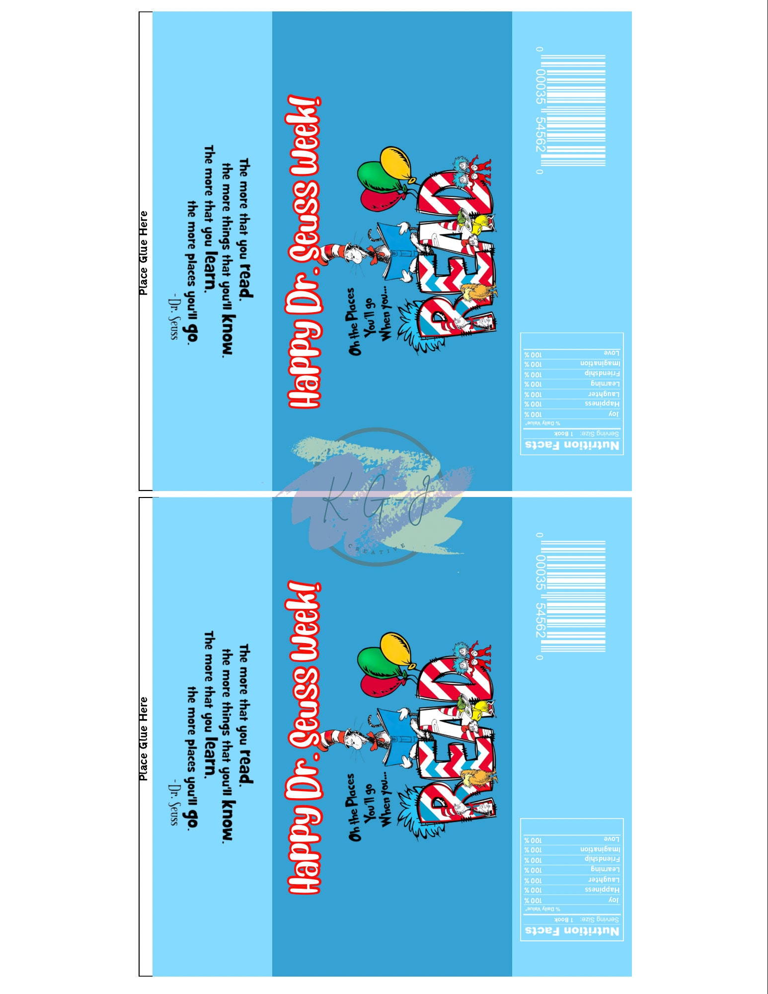 Dr Seuss Week Candy Wrapper/ Read Across America Week/ Dr Seuss Day ...