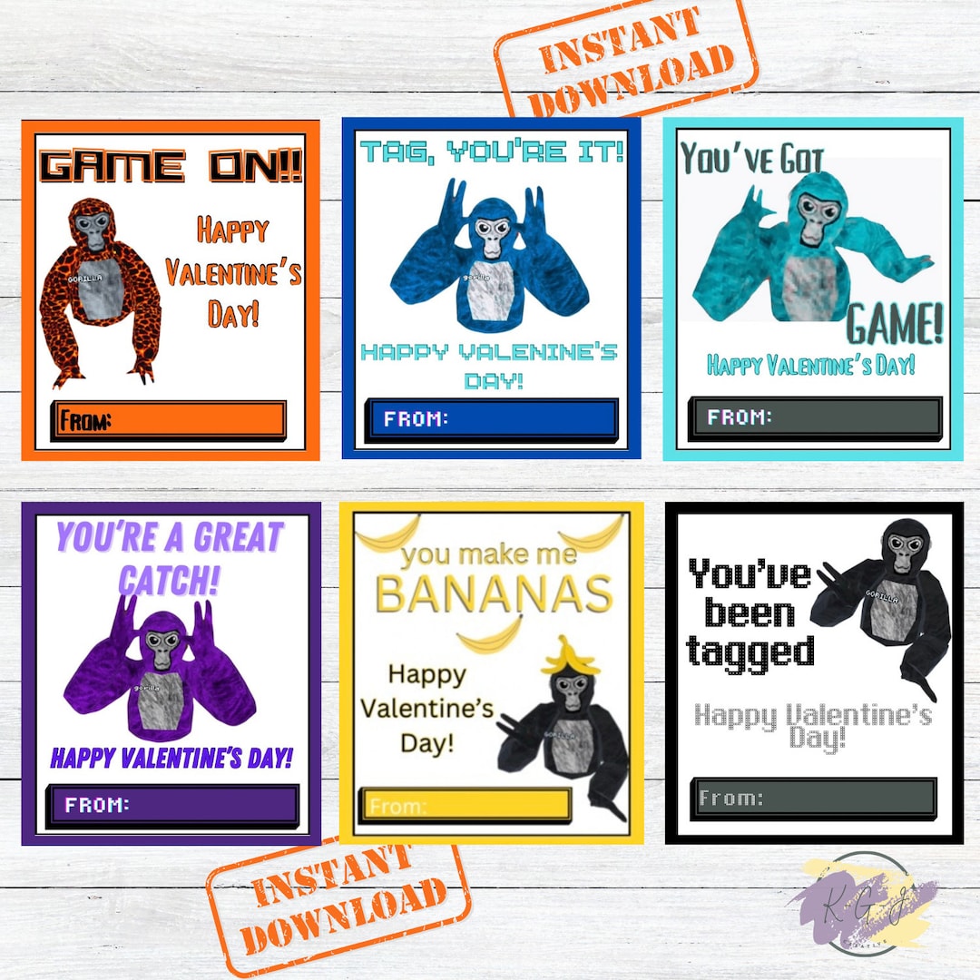 Gorilla Tag Valentine Cards/ Instant Digital Download/ Printable ...