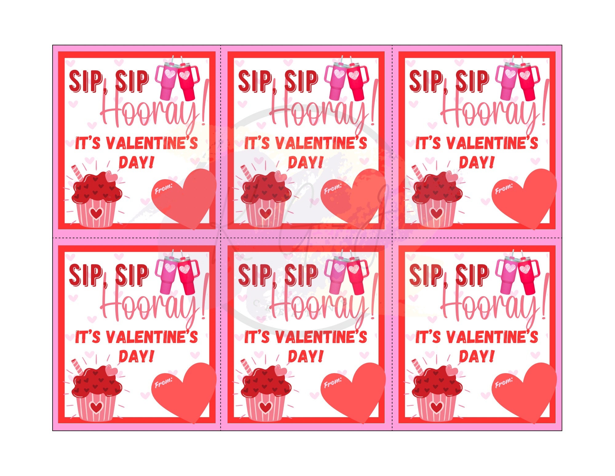 Tumbler Cup Valentines Day Cards/ Digital Download/ Printable ...