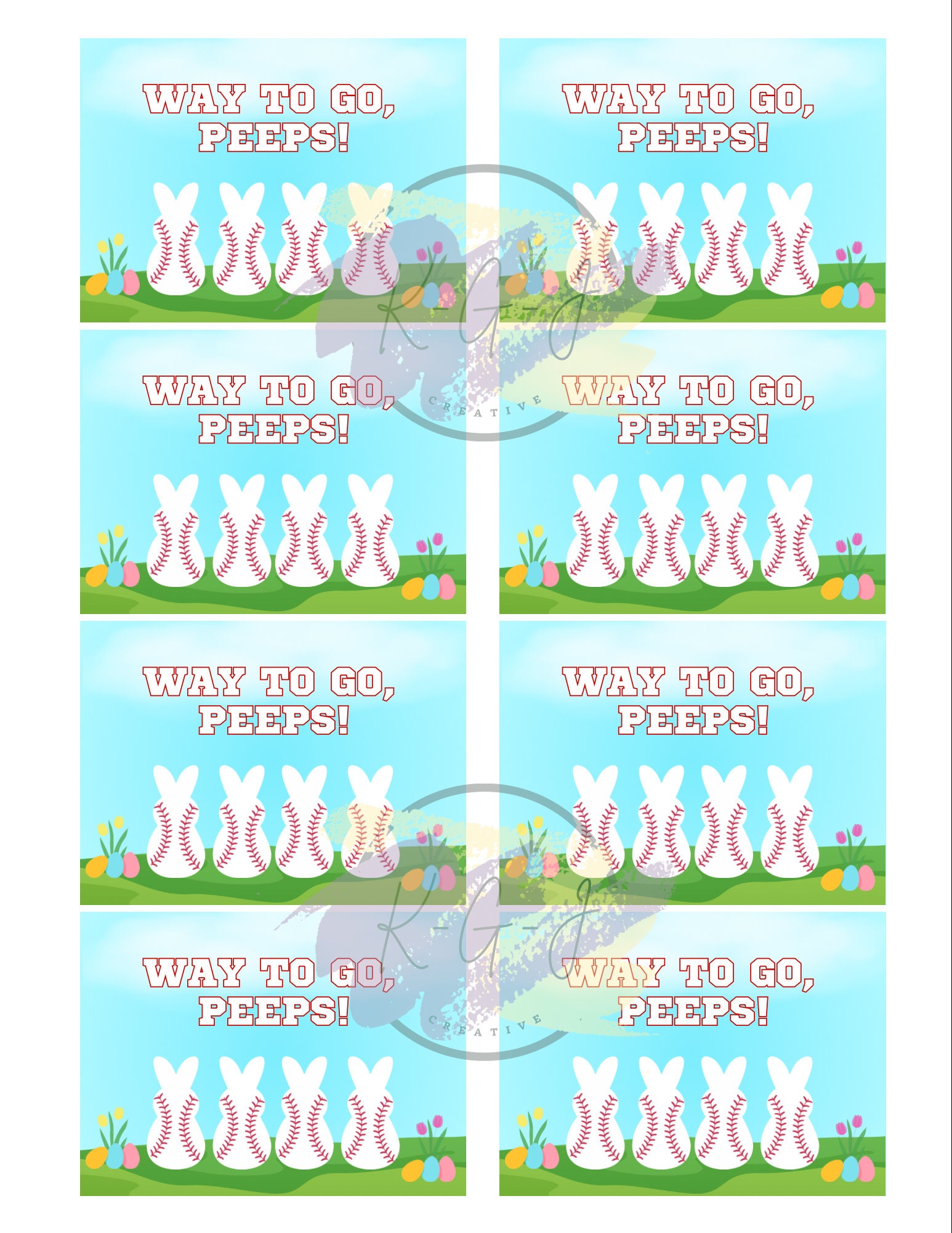 Printable Baseball Treat Bag Topper\ Easter Peeps/ Peeps/ Baseball ...