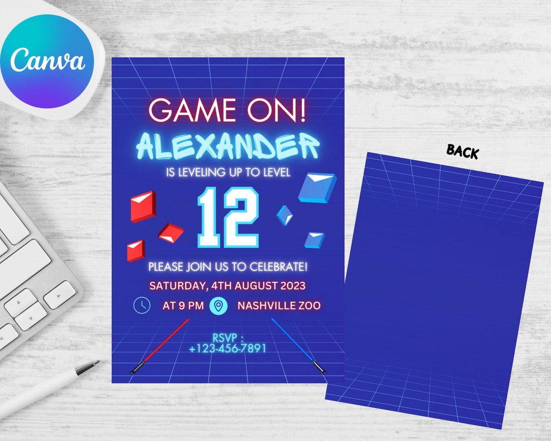 Editable VR Birthday Invitation Vr Games/ VR Birthday Party/ Neon ...