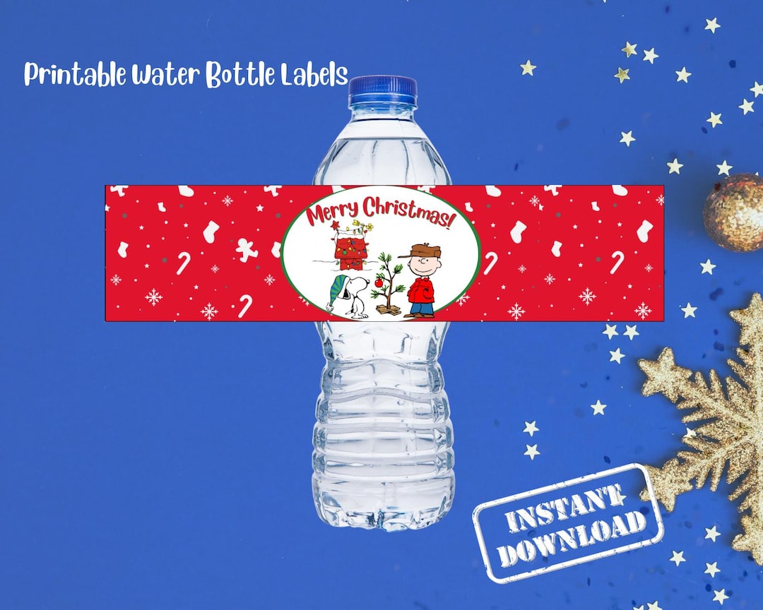 Printable Peanuts Christmas Water Bottle Label/ Charlie Brown Christmas ...