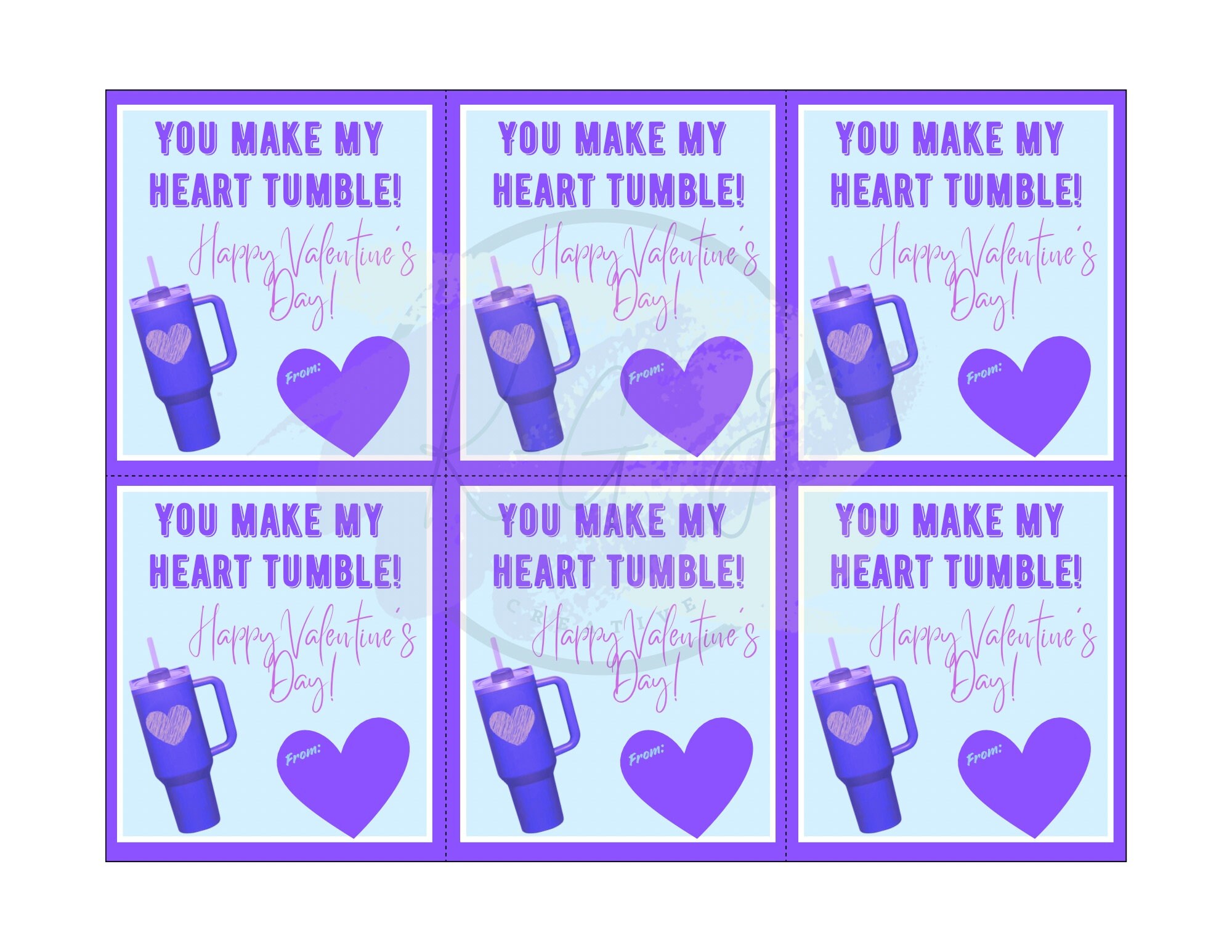 Tumbler Cup Valentines Day Cards/ Digital Download/ Printable ...