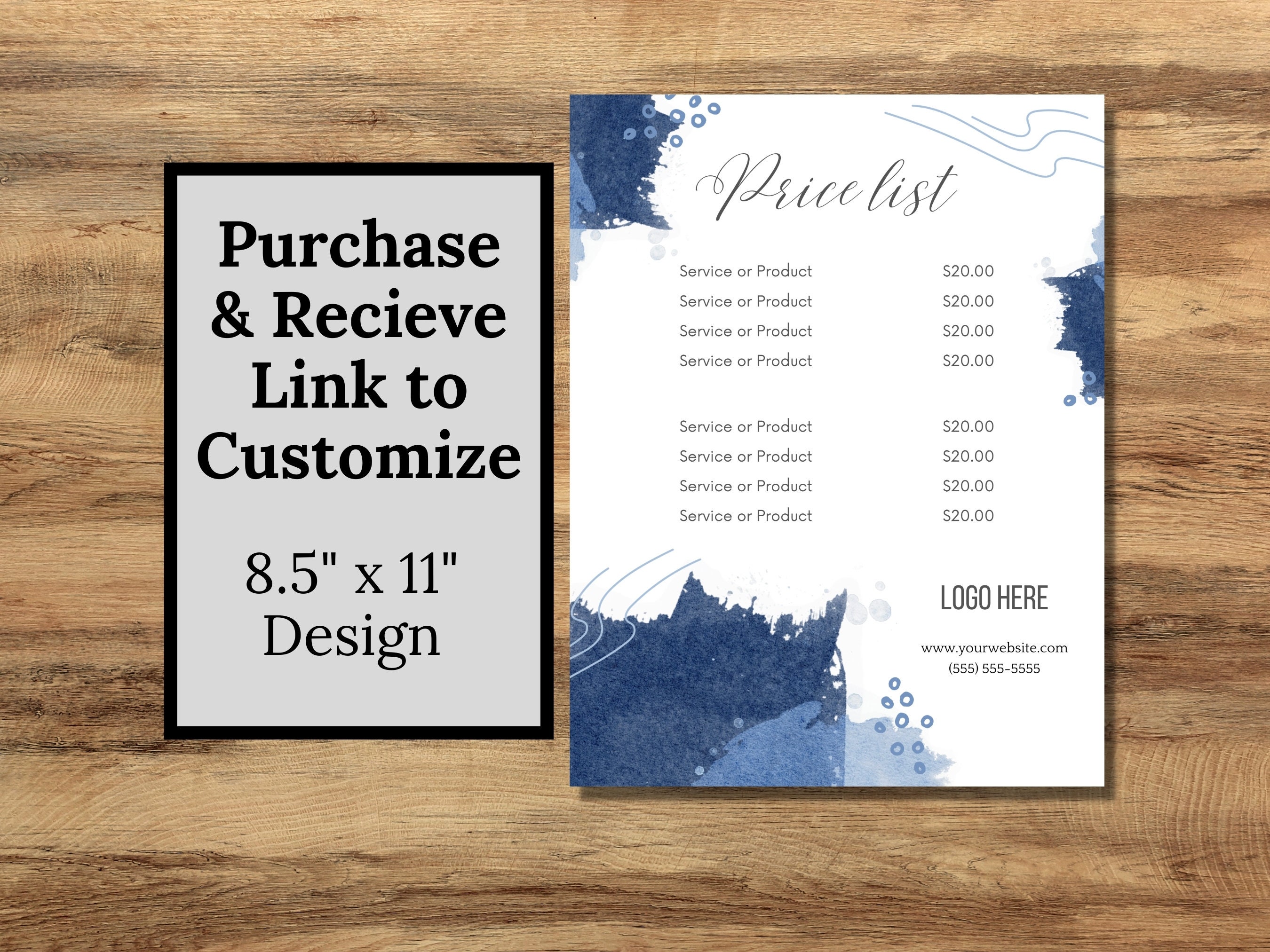 Price List Template Pricing Flyer Small Business Digital Download ...