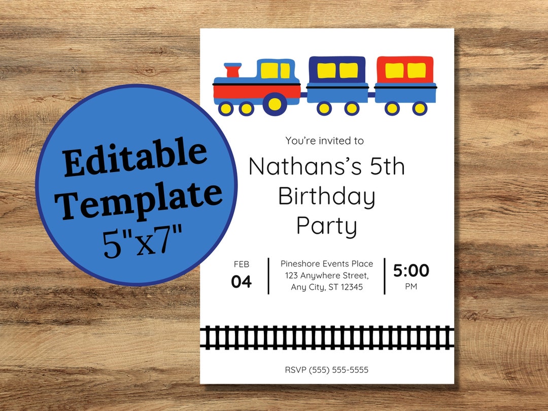 EDITABLE, Trains Birthday Invitation Template, Digital Download ...