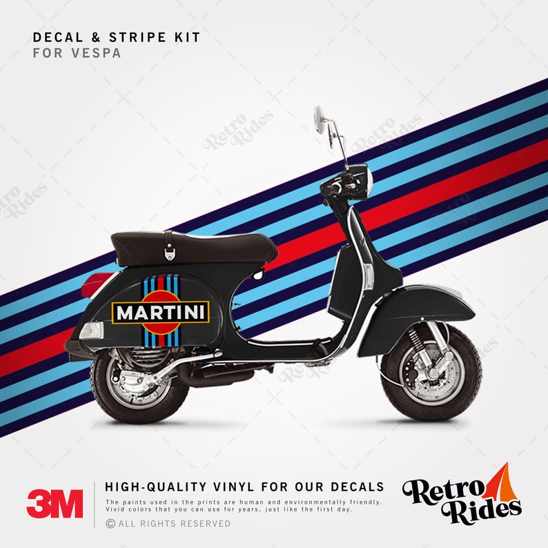 Martini Vinyl Decal & Stripe Kit for Vespa - Etsy