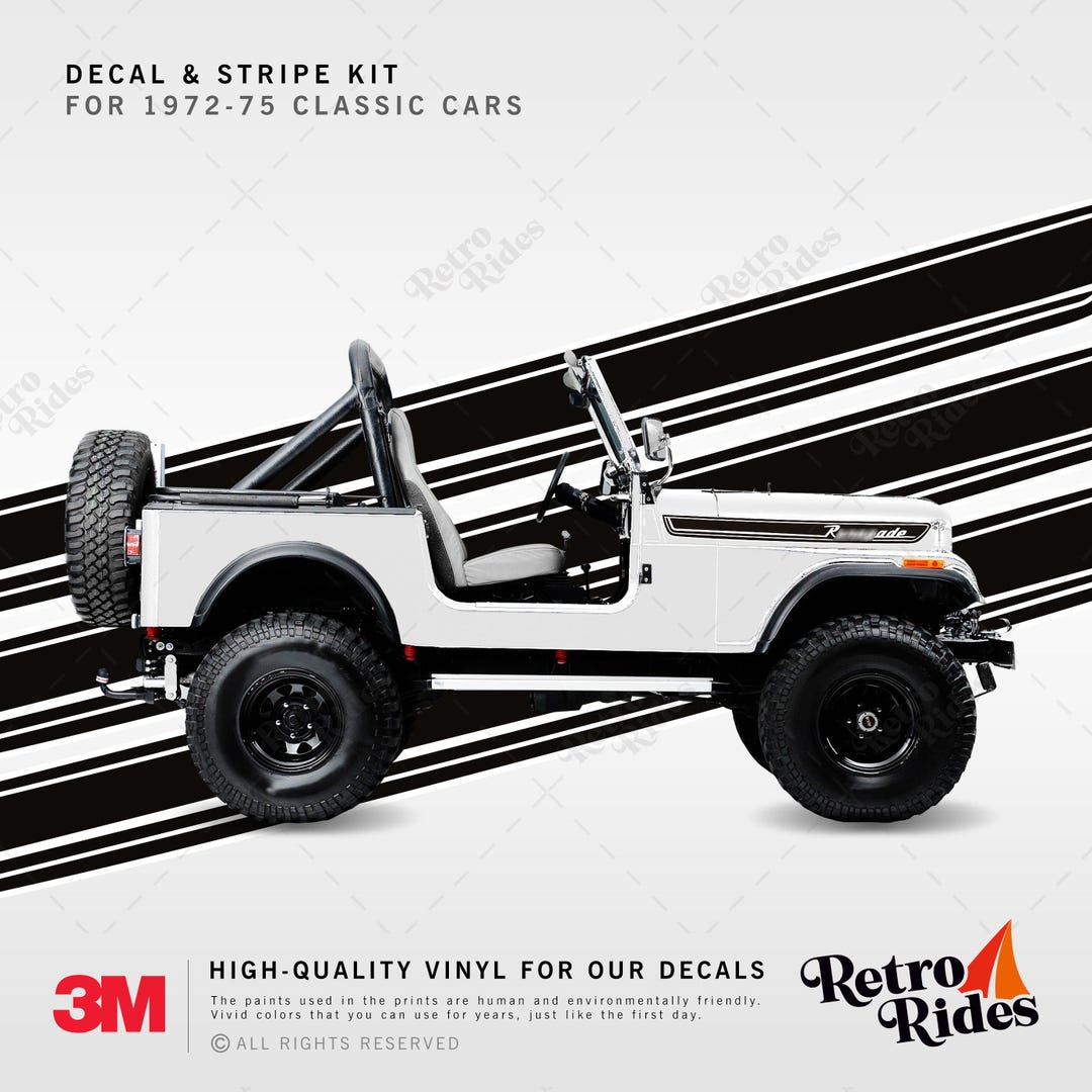 C5 – Cj7 – Cj8 Hood Decals & Stripes Vinyl Graphics Kit (1972-1975) - Etsy