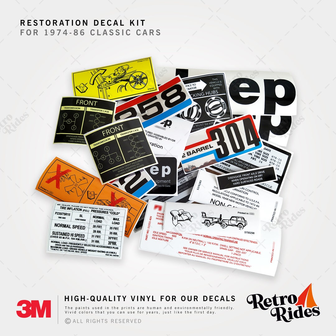 Cj5 – Cj7 – Cj8 Restoration Sticker / Decal Kit (1974 -1986) - Etsy