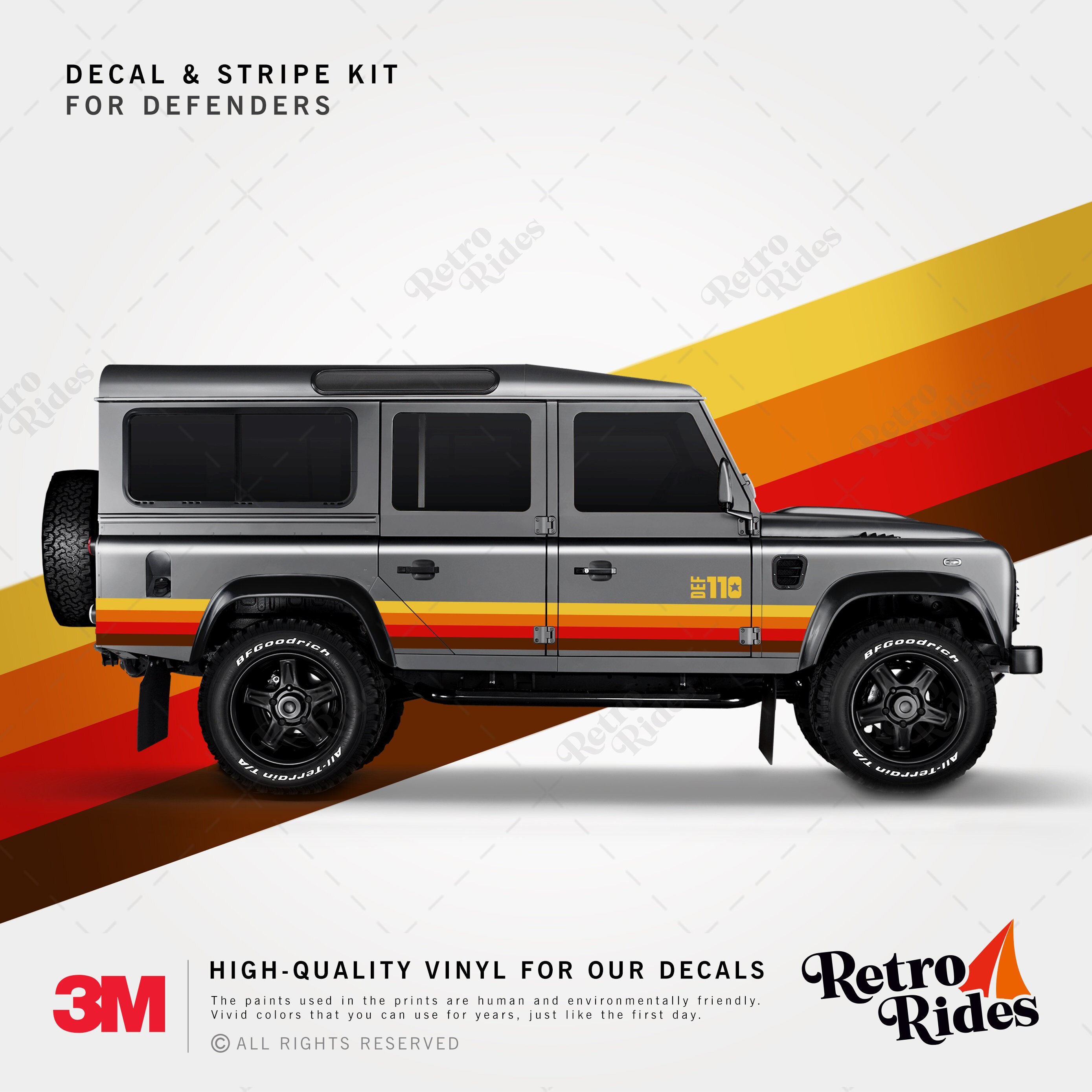 Defender 110 | Decal & Stripes Vinyl Graphics Kit | 4x4, off Road, SUV ...