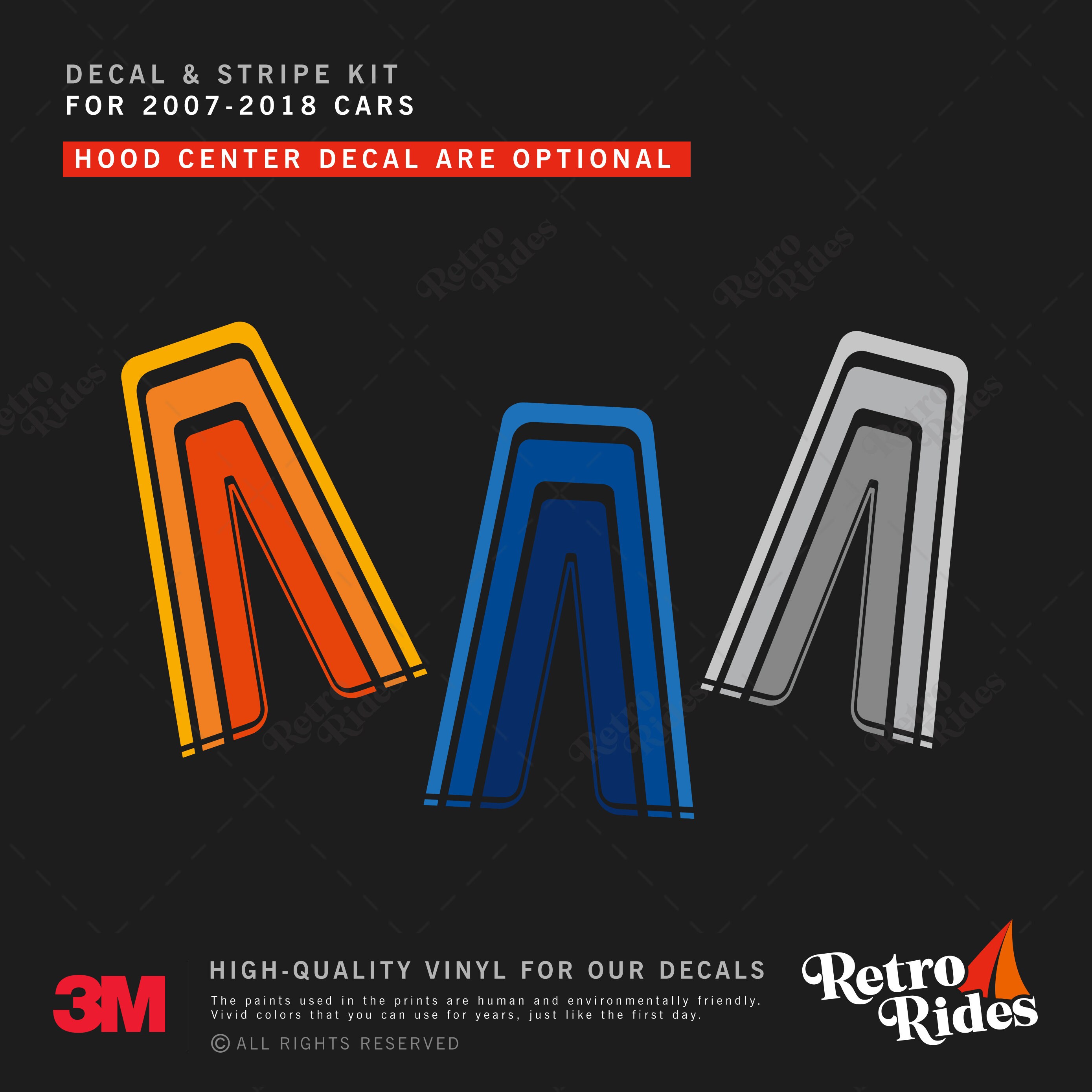 Old School Retro Hood & Stripes Vinyl Decals Graphics Kit | 4x4 off ...