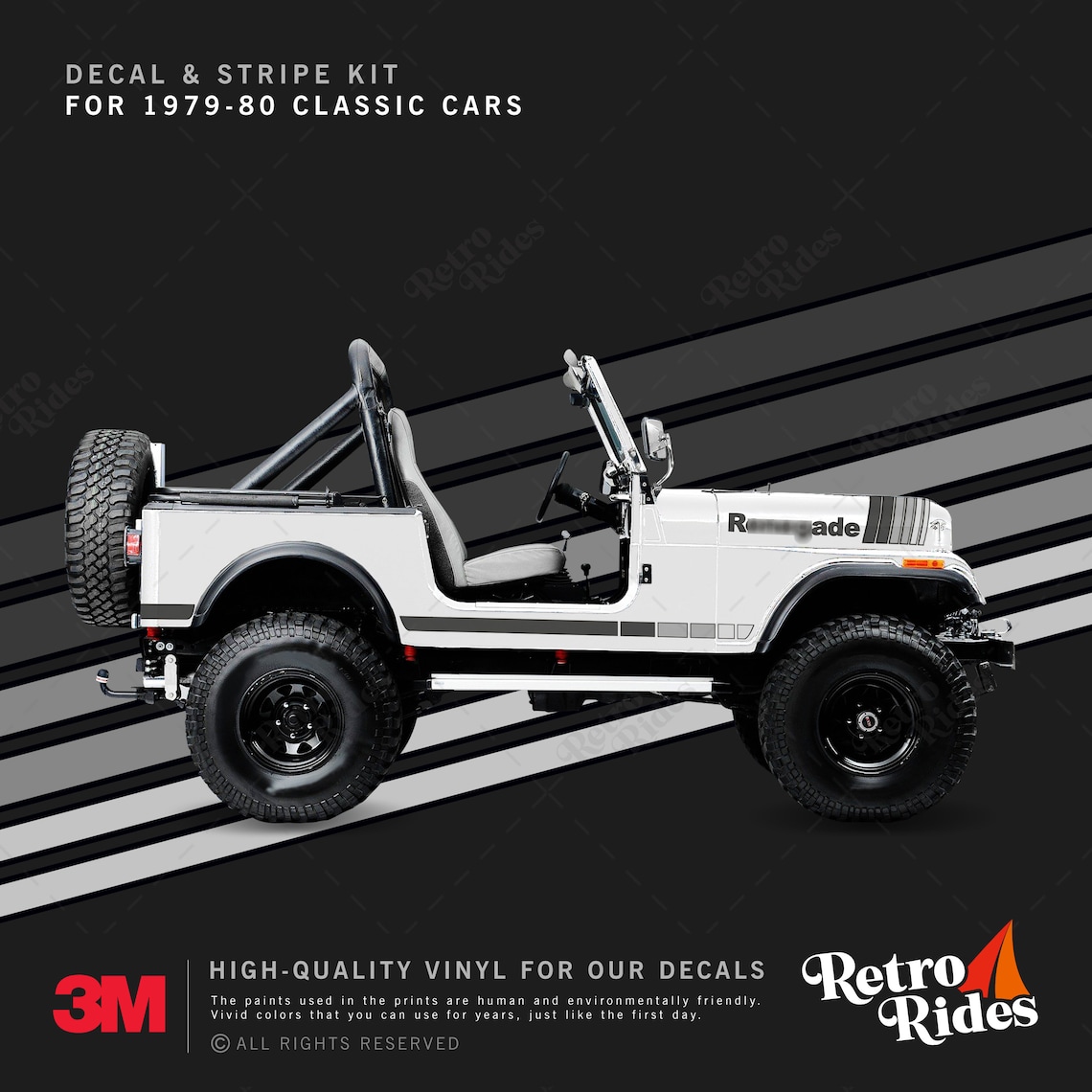 Cj5 – Cj7 Vinyl Hood Decals & Stripes Kit (1979-1980) - Etsy