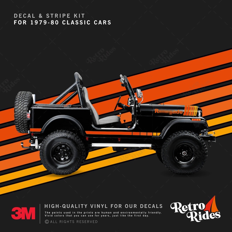 Cj5 – Cj7 Vinyl Hood Decals & Stripes Kit (1979-1980) - Etsy