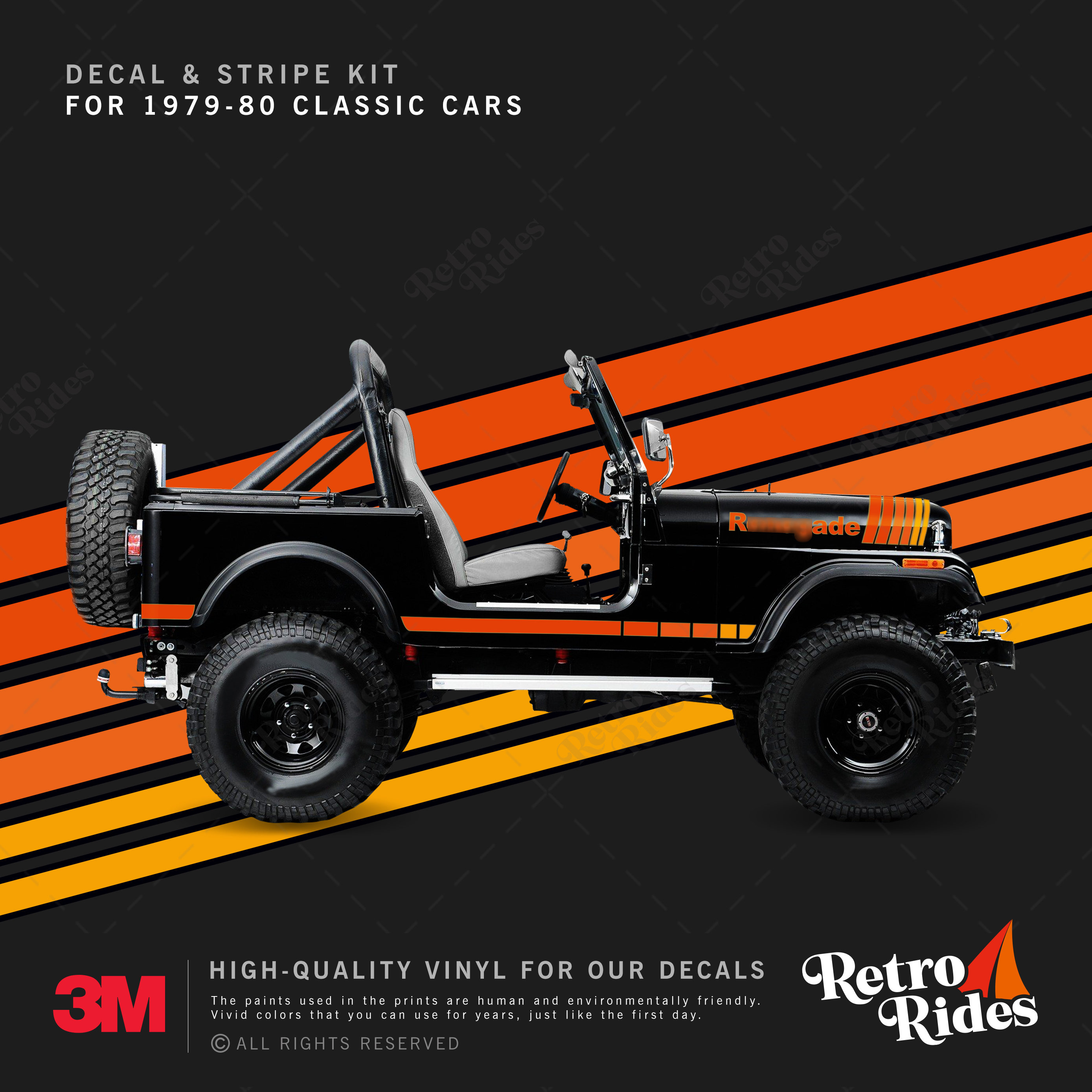 Cj5 – Cj7 Vinyl Hood Decals & Stripes Kit (1979-1980) - Etsy