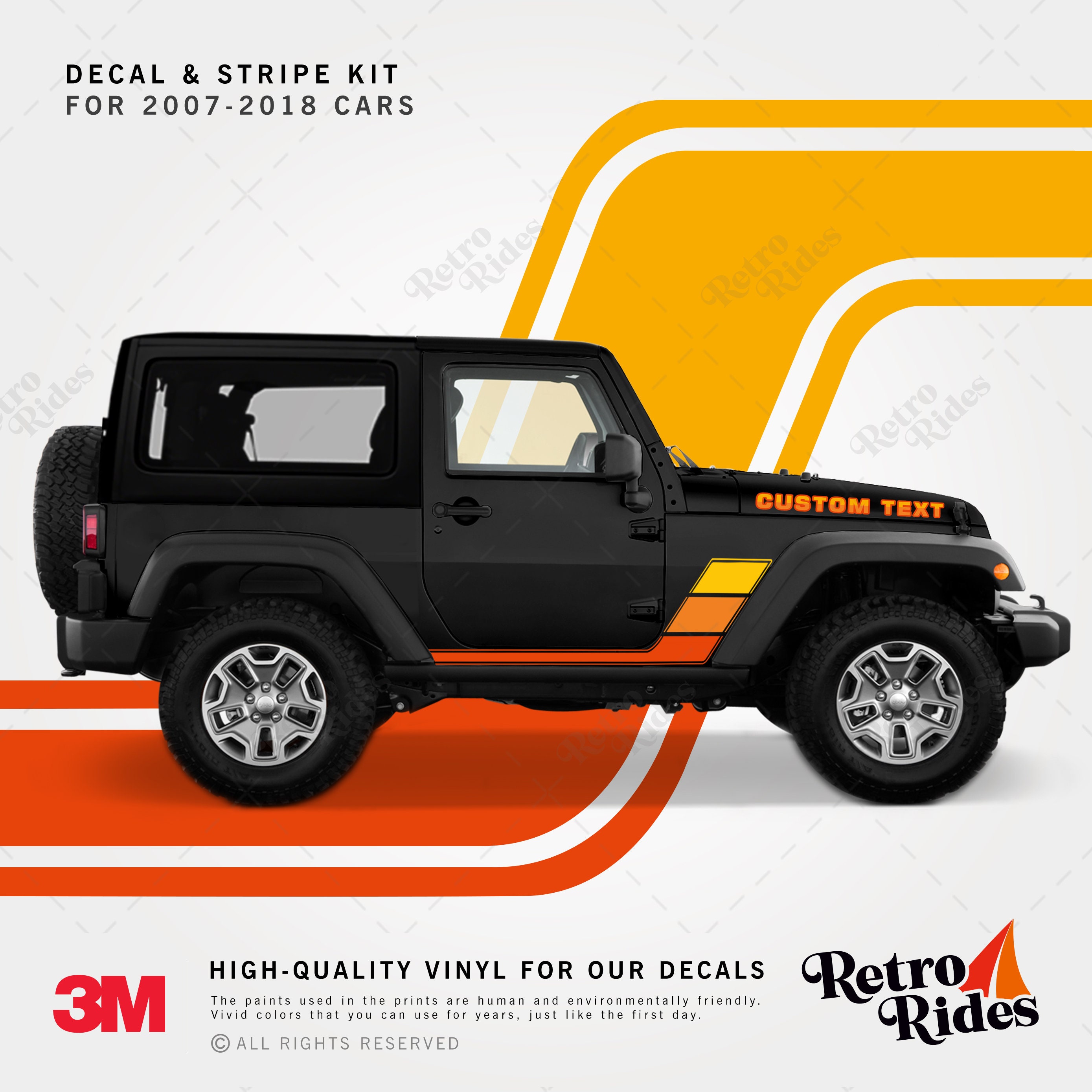 Old School Retro Hood & Stripes Vinyl Decals Graphics Kit | 4x4 off ...