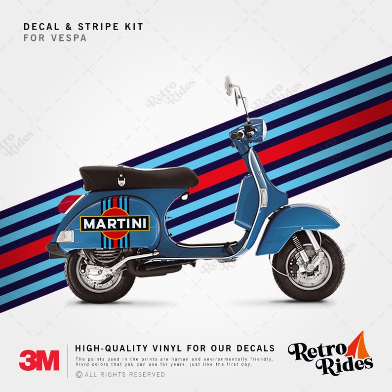 Martini Vinyl Decal & Stripe Kit for Vespa - Etsy