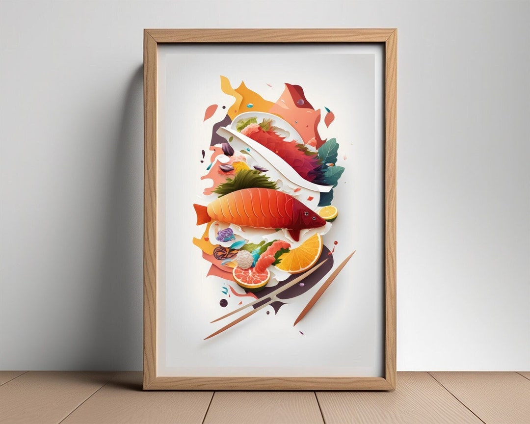 Sashimi Food Poster,sashimi Food Wall Art Print,sushi Painting ...