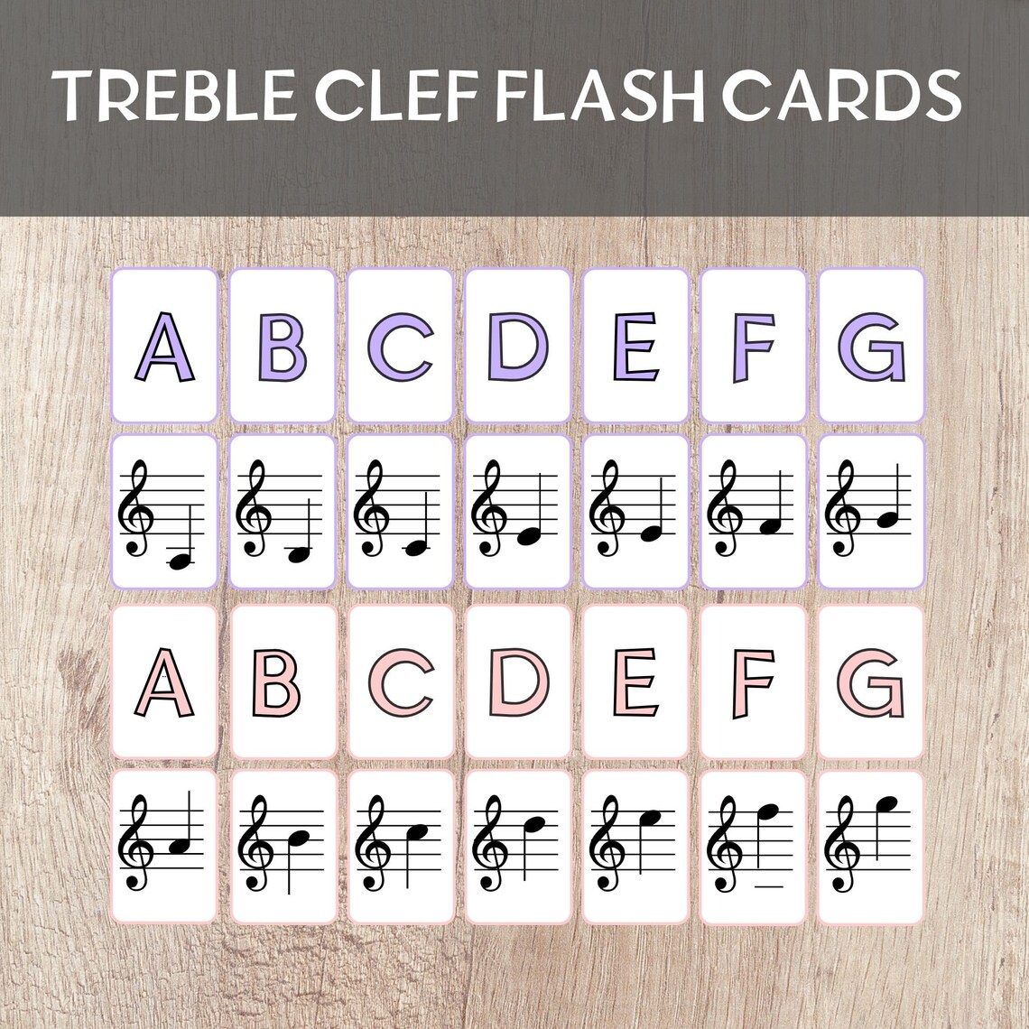 Printable Music Flash Cards, Music Note Game, Treble Clef, Bass Clef ...
