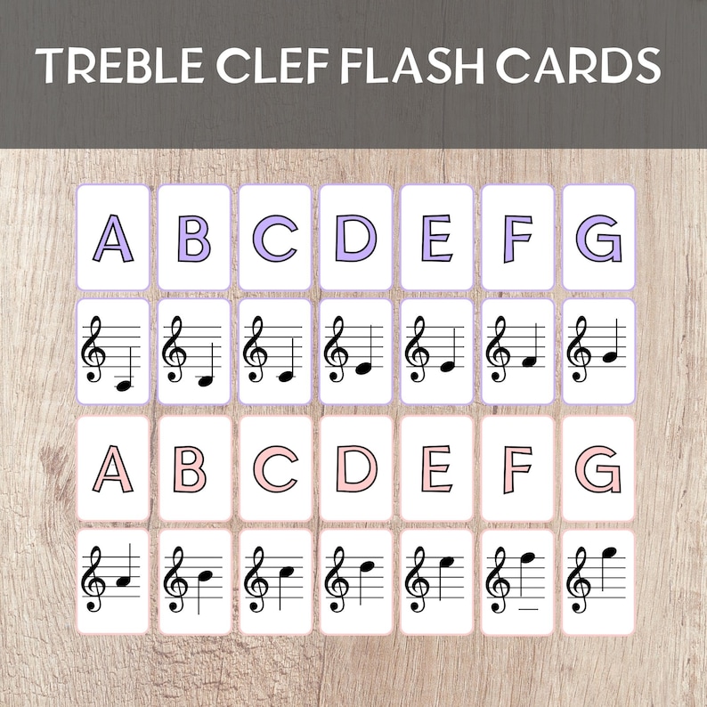 Printable Music Flash Cards, Music Note Game, Treble Clef, Bass Clef ...