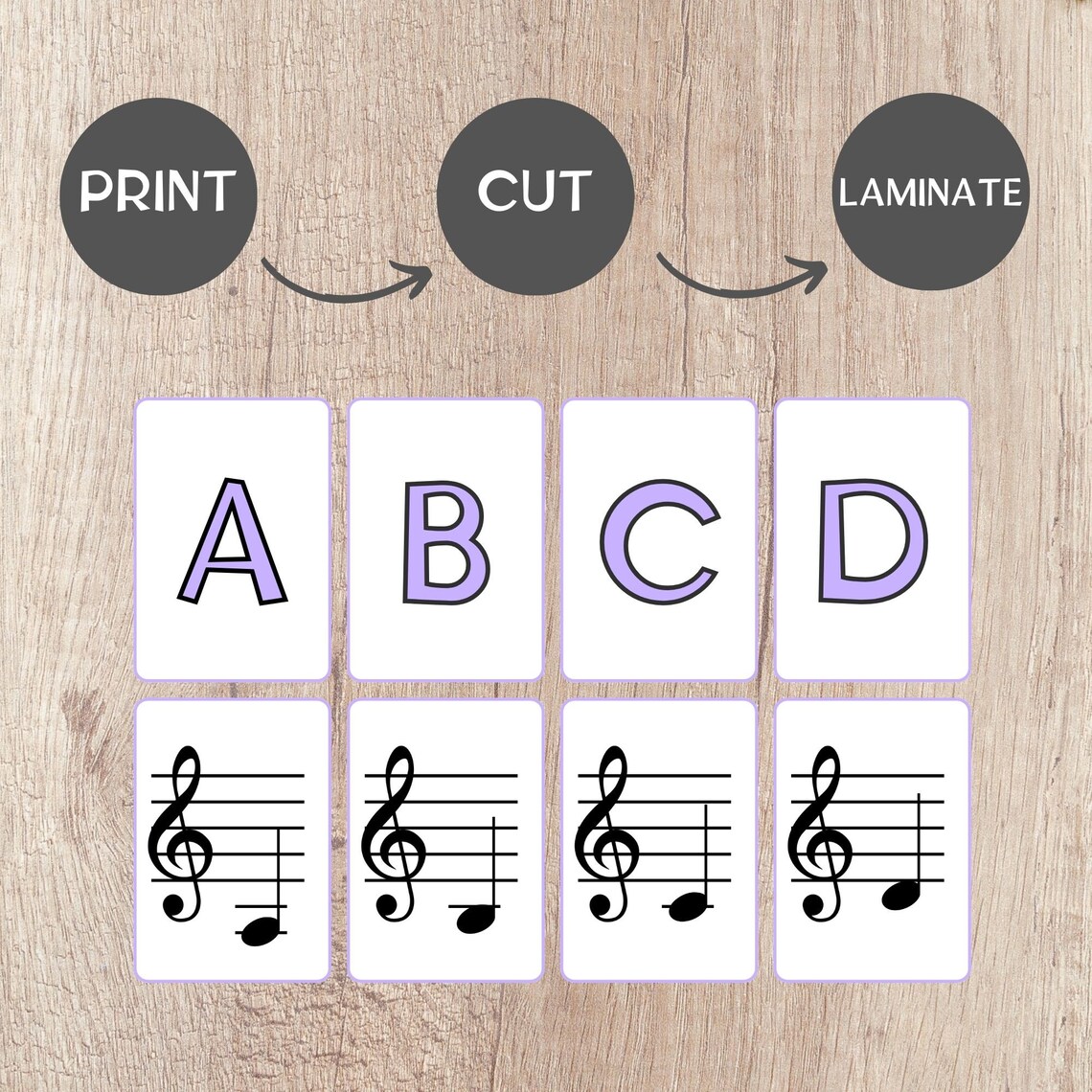 Printable Music Flash Cards, Music Note Game, Treble Clef, Bass Clef ...