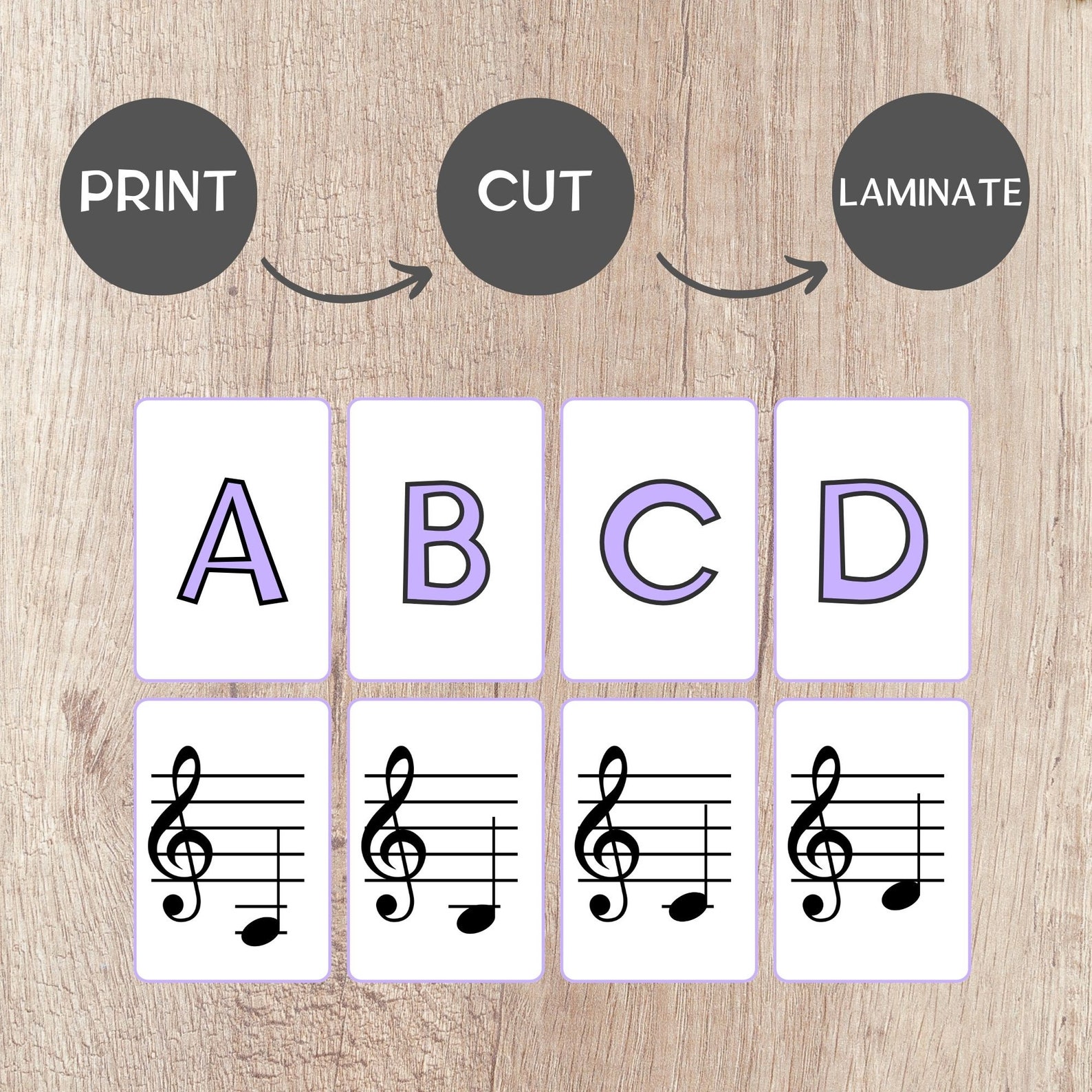 Printable Music Flash Cards, Music Note Game, Treble Clef, Bass Clef ...