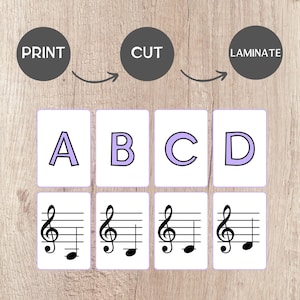 Printable Music Flash Cards, Music Note Game, Treble Clef, Bass Clef ...
