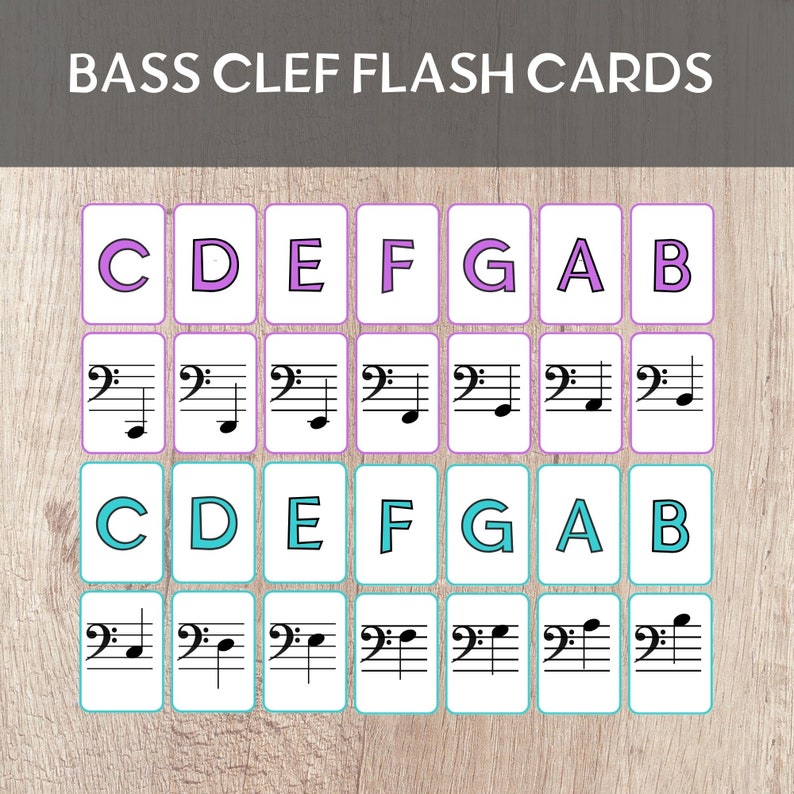 Printable Music Flash Cards, Music Note Game, Treble Clef, Bass Clef ...