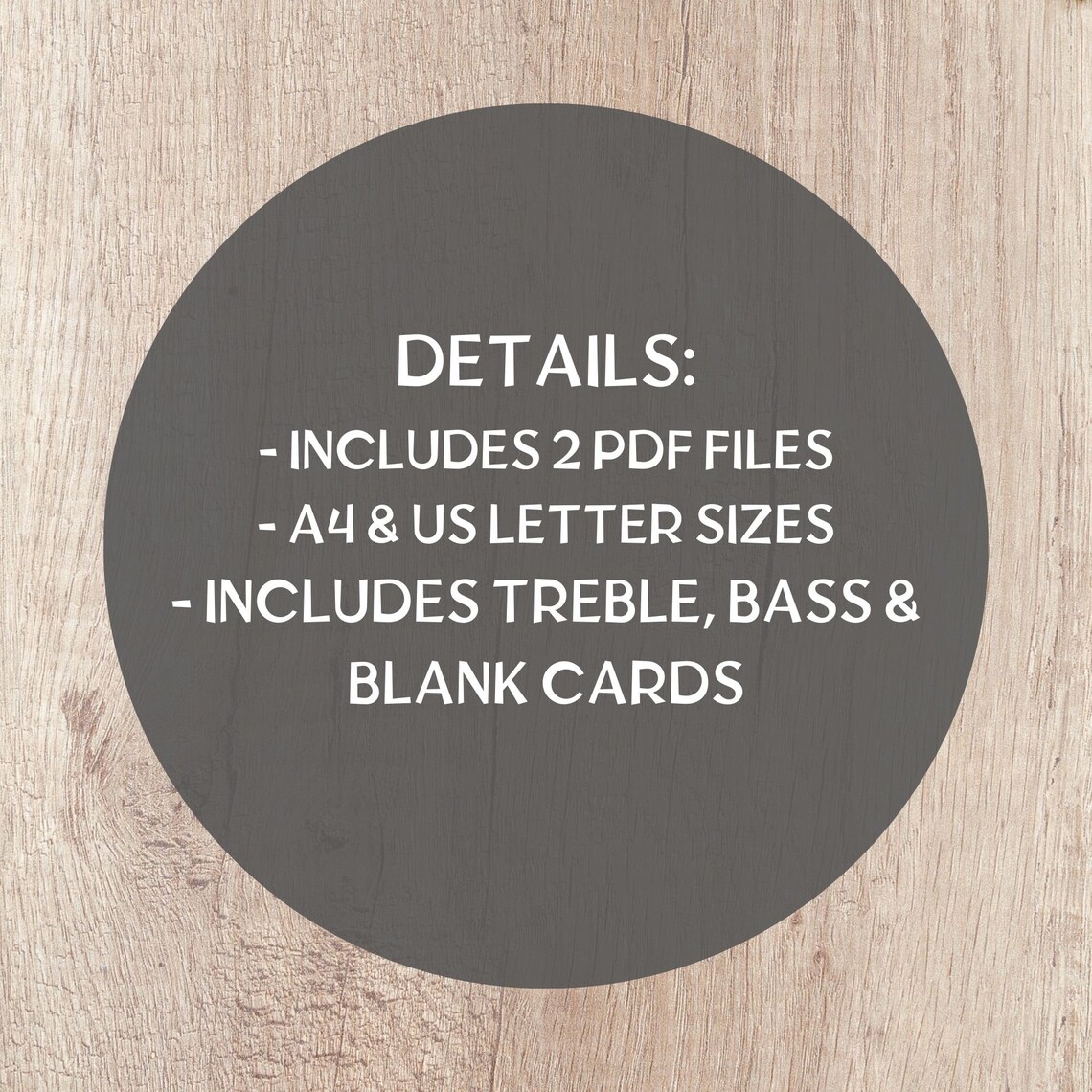 Printable Music Flash Cards, Music Note Game, Treble Clef, Bass Clef ...