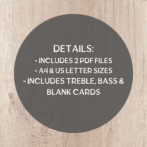 Printable Music Flash Cards, Music Note Game, Treble Clef, Bass Clef ...