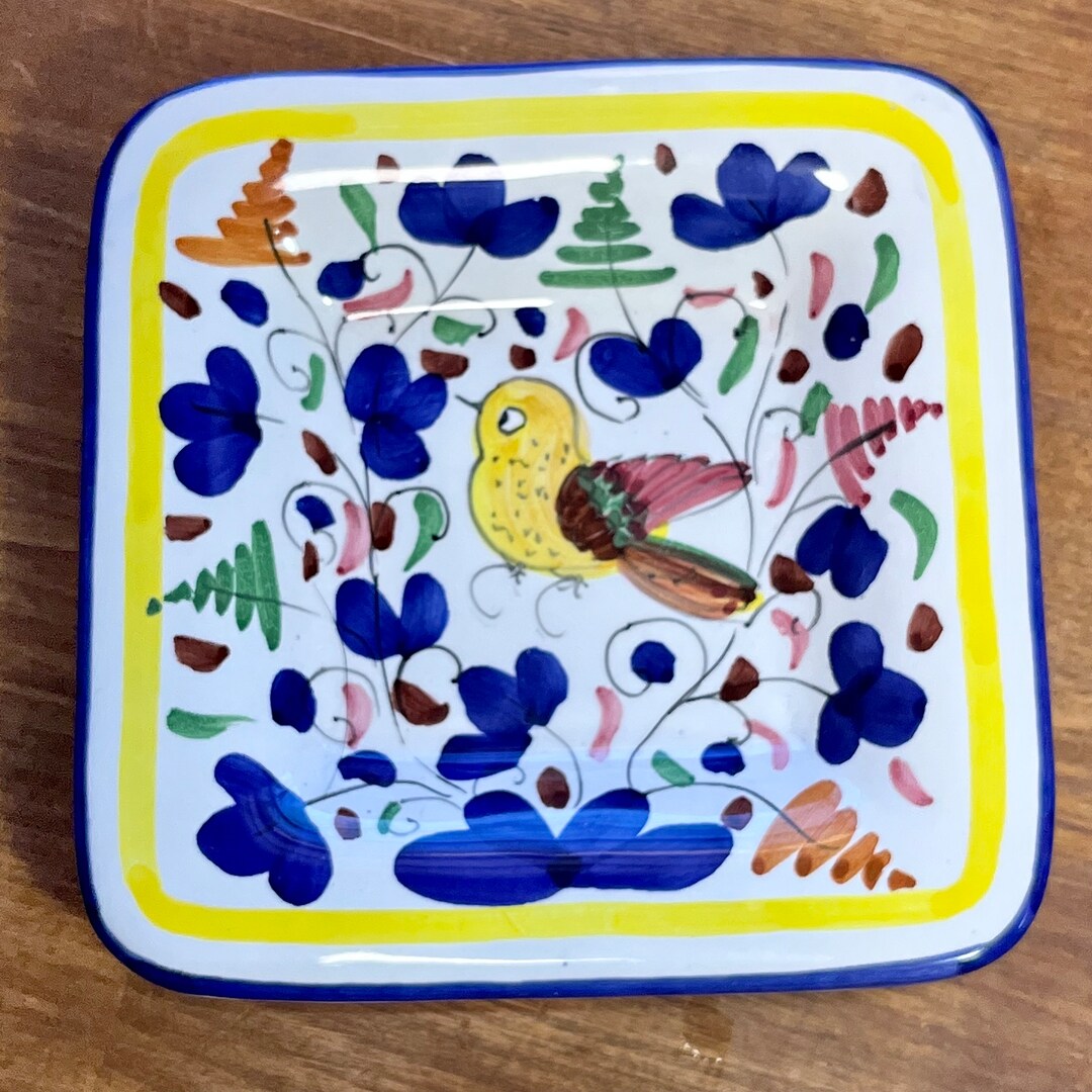 Italian Pottery 6 Deruta Hanging Wall Plate Mario Sambuca Yellow Bird ...