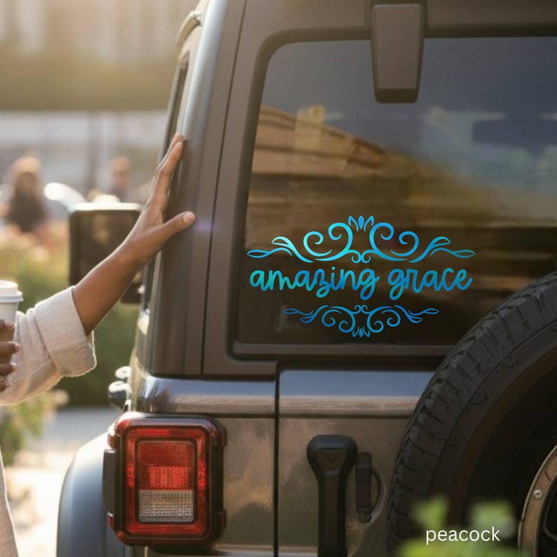 Amazing Grace Christian Decal – Holographic Scripture Sticker – Elegant ...