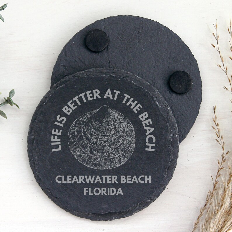 Custom Beach House Coasters, Personalized Beach Gift, Beach House ...