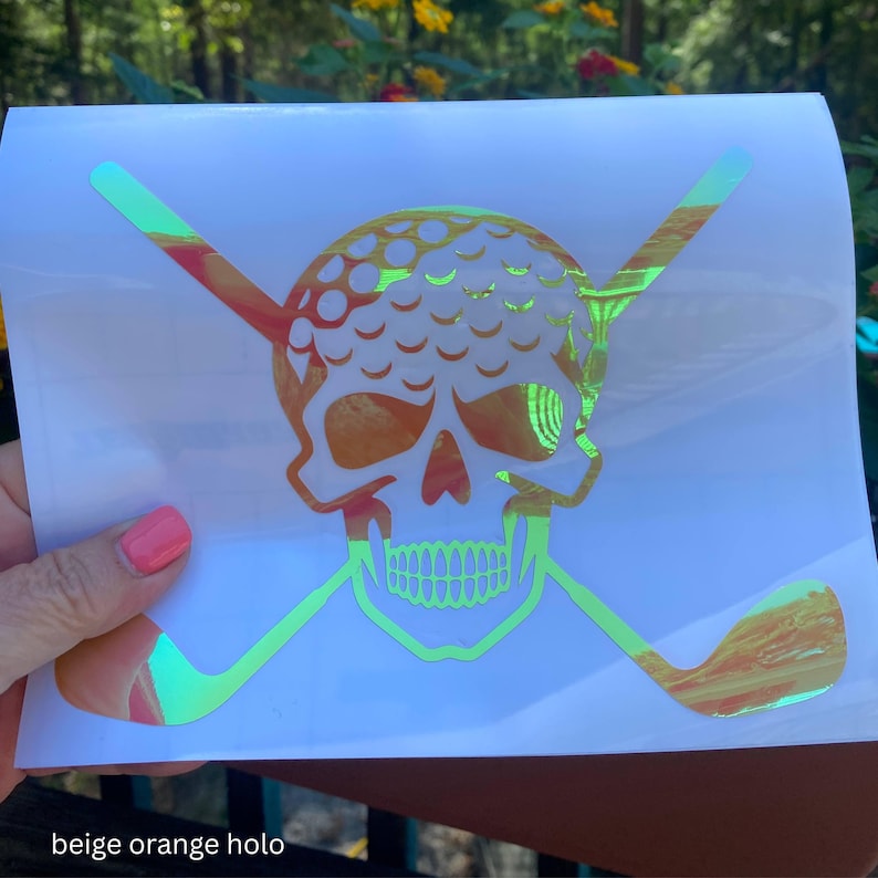 Golf Skull Vinyl Decal – Holographic Sticker for Golfers, Truck ...