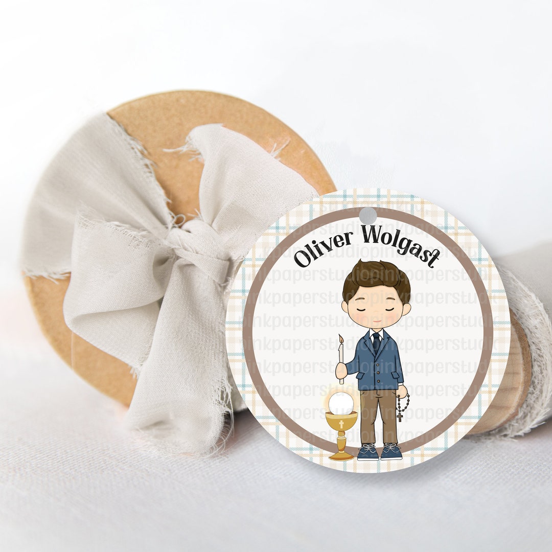 Personalized First Communion Favor Tags for Boys - Etsy