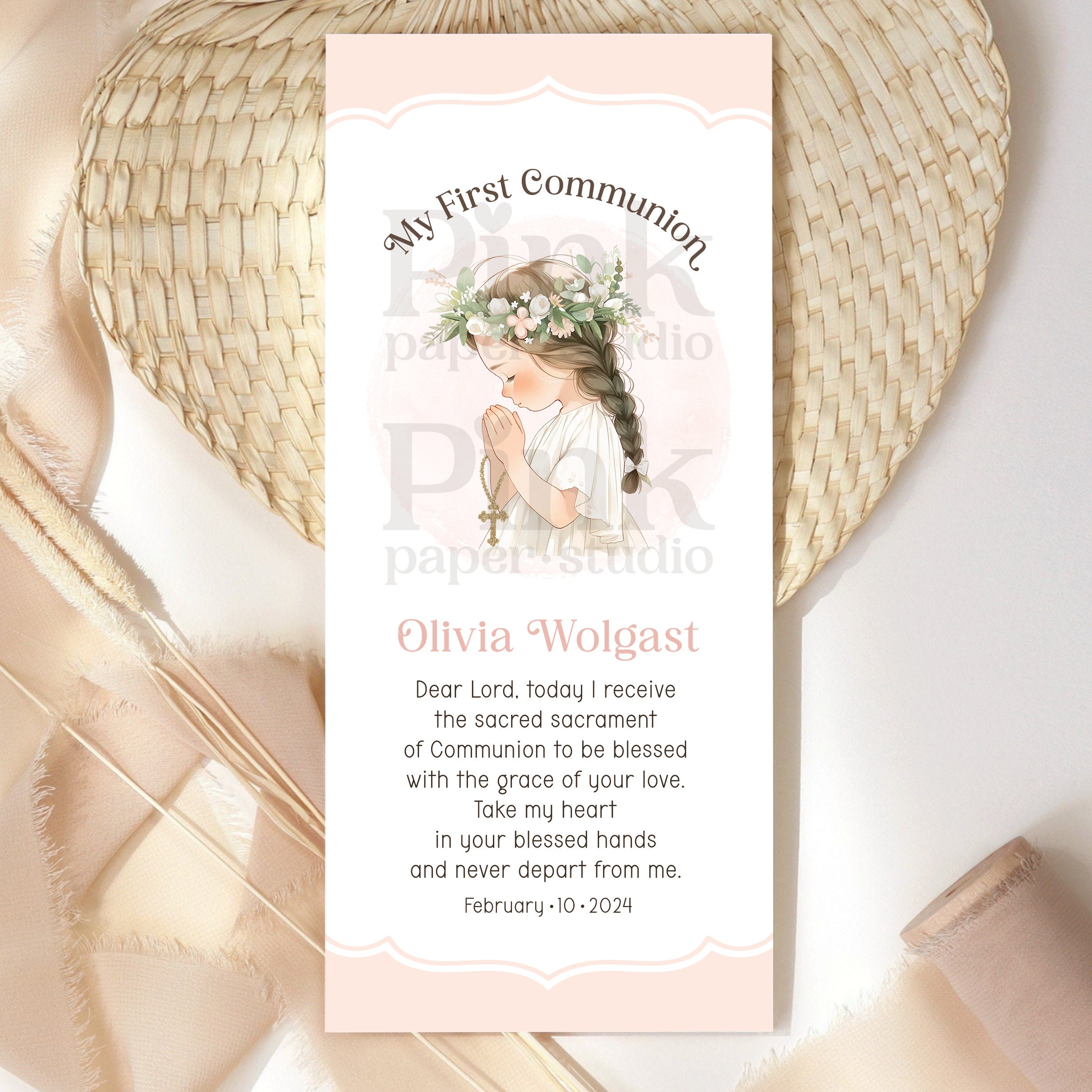 First Communion Bookmarks: Shimmer Cardstock, Personalized Favors (set ...