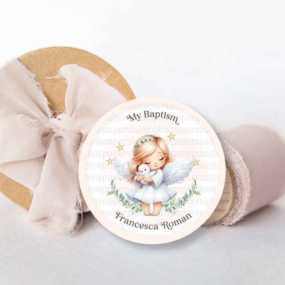 Baptism Tag • Cute Angel • Tags for Girls • Set of 12 - Etsy