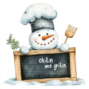 Snowman as Chef With Chalkboard | 16 High Resolution Jpgs for Winter ...