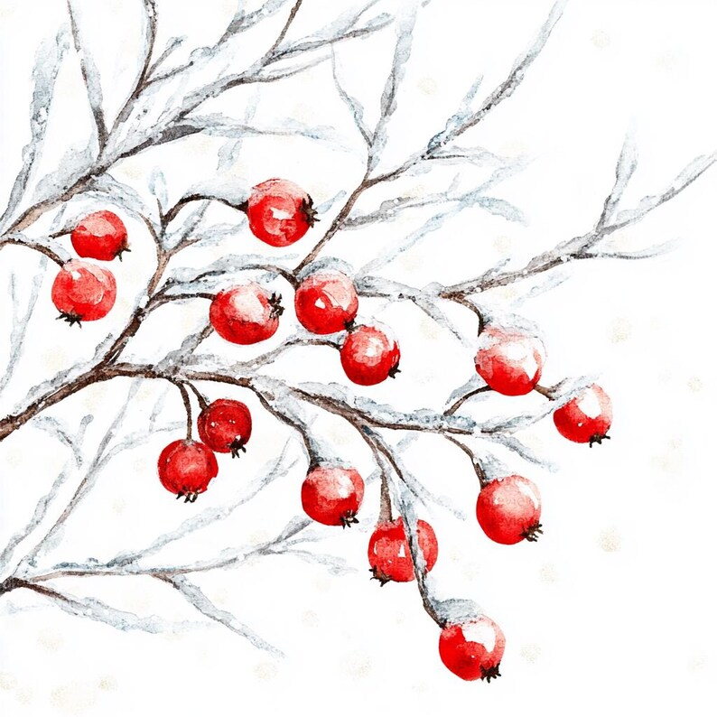 Watercolor Frozen Berries Clipart | 14 High Resolution Jpgs for Winter ...