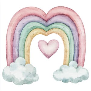 Heart Rainbow Clipart: Pastel Nursery Decor (jpgs, Digital Download ...