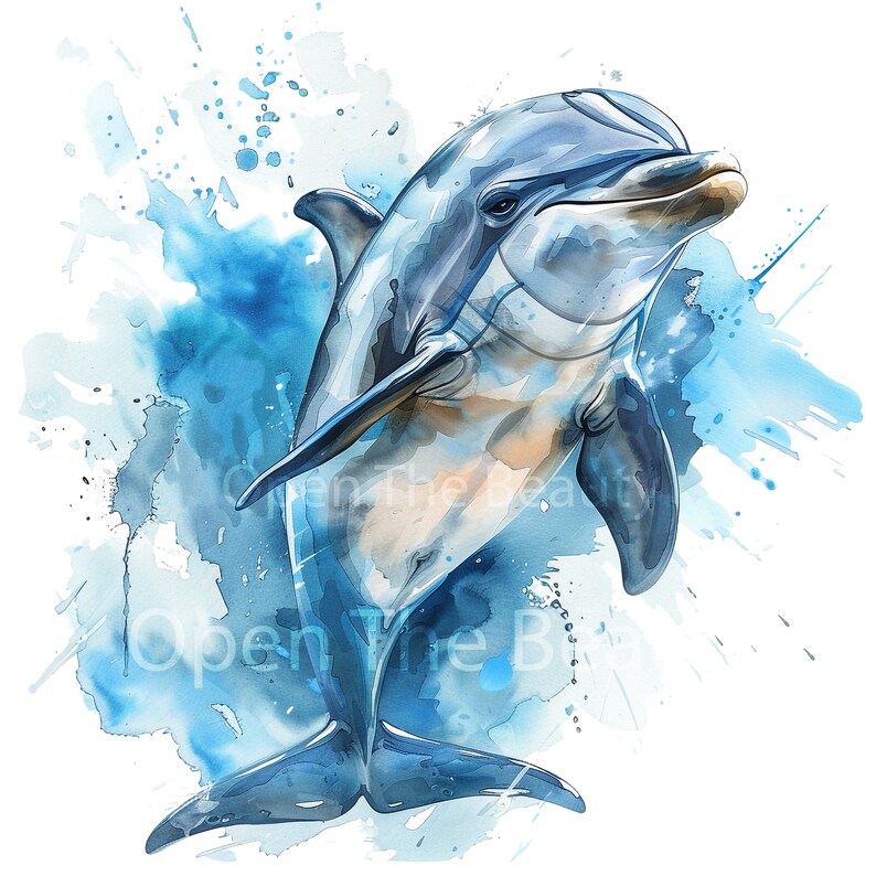 13 Dolphin Clipart | Ocean Animal Watercolor Art | Majestic Marine ...