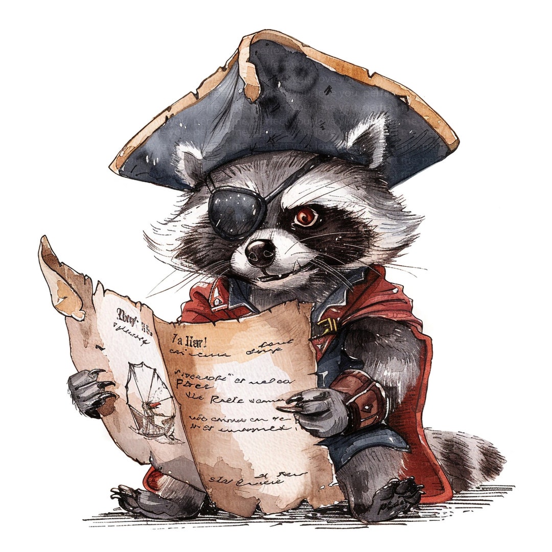 12 Cute Racoon Pirates Clipart, Quirky Racoon, Animal Clipart, High ...