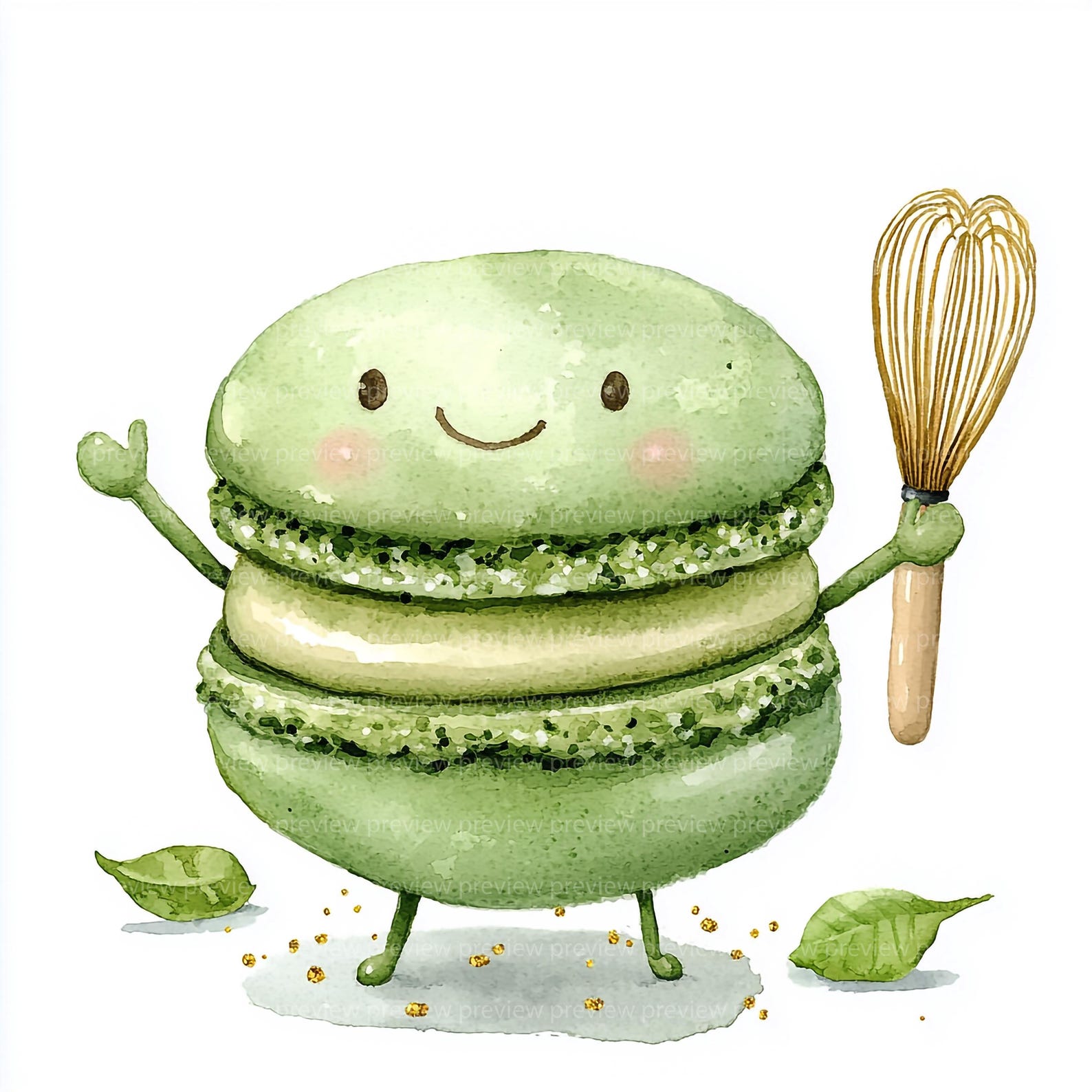 12 Watercolor Kawaii Matcha Clipart, Matcha Lover Clipart, Watercolor ...