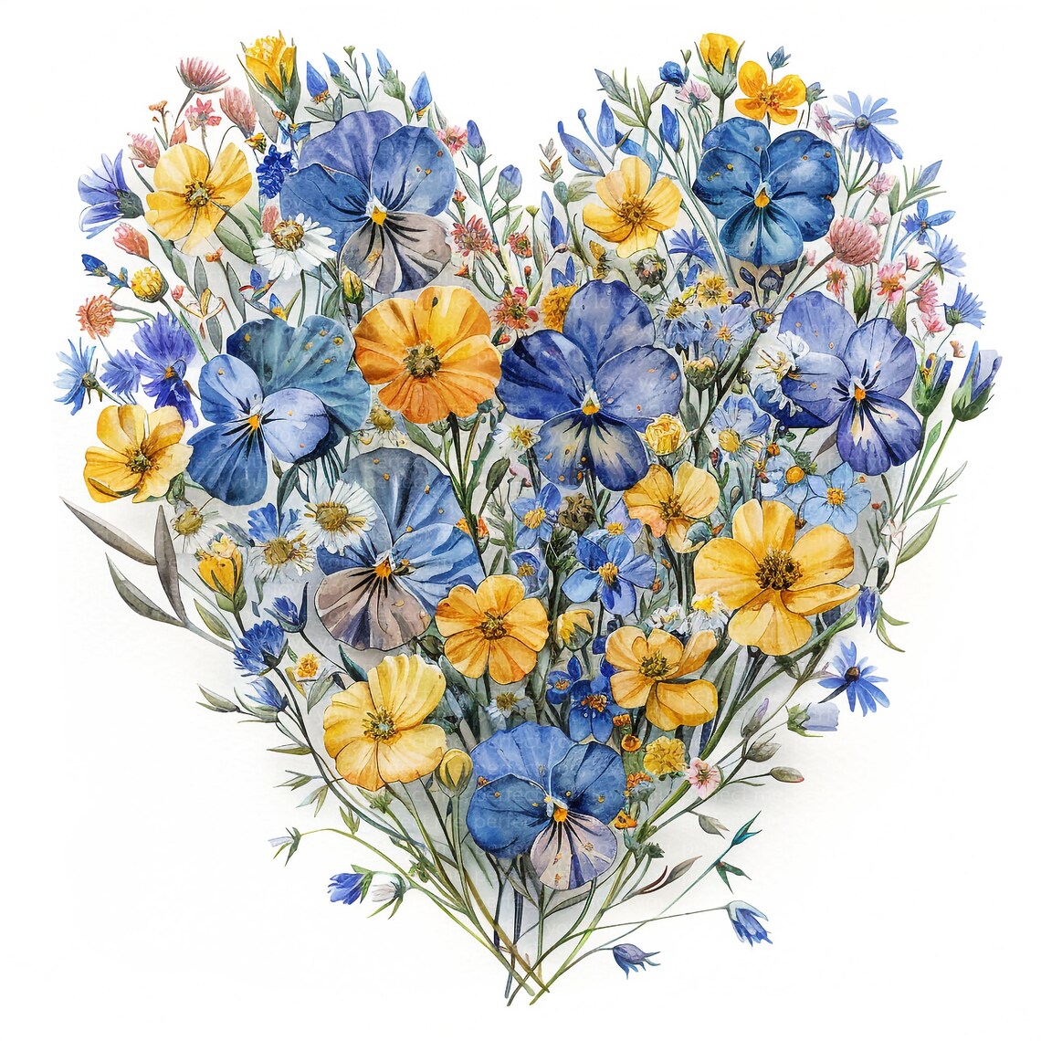 12 Flowers Heart Clipart, Wildflowers Clipart, Flowers Clipart, High ...